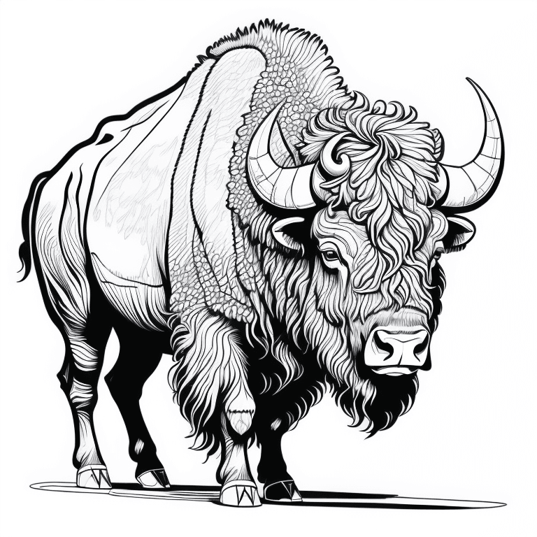 Coloriage à imprimer de Bisons - Coloriages à imprimer