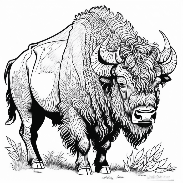 Coloriage à imprimer de Bisons - Coloriages à imprimer